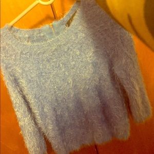 Sweaters | Blue Fuzzy Sweater | Poshmark